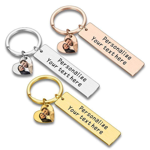 Personalized Photo Keychain With Text – Unique Executive Gifts