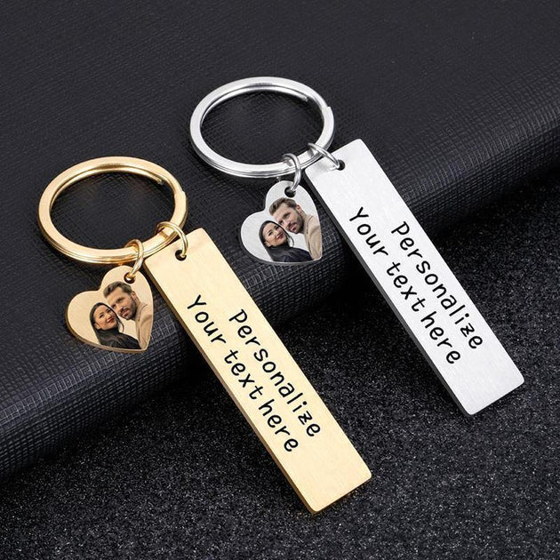 Personalized Photo Keychain With Text – Unique Executive Gifts